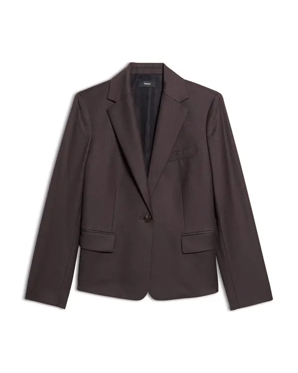 Theory One Button Slim Fit Wool Jacket - Cacao