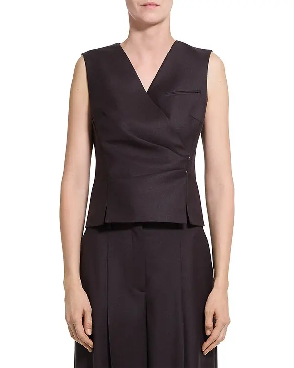Theory Sleek Virgin Wool Wrap Vest