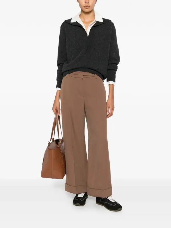 Brunello Cucinelli Wool Wide-leg Cuffed Pants