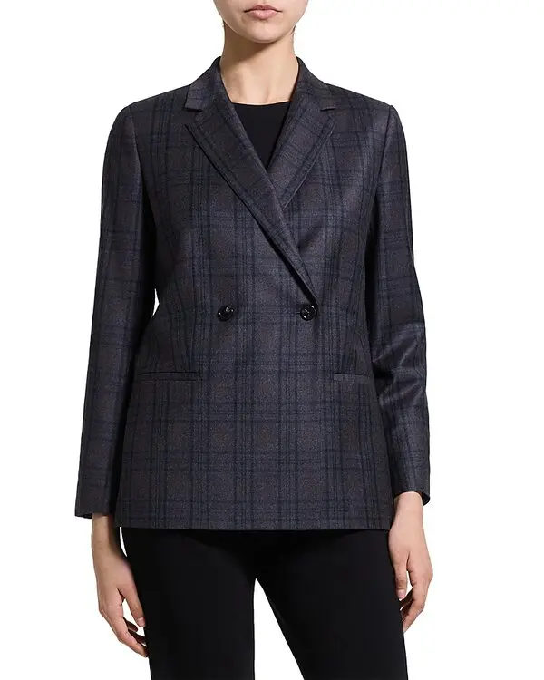 Theory Double-breasted Virgin Wool Blazer