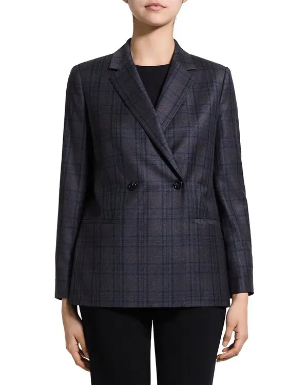 Theory Double-breasted Virgin Wool Blazer