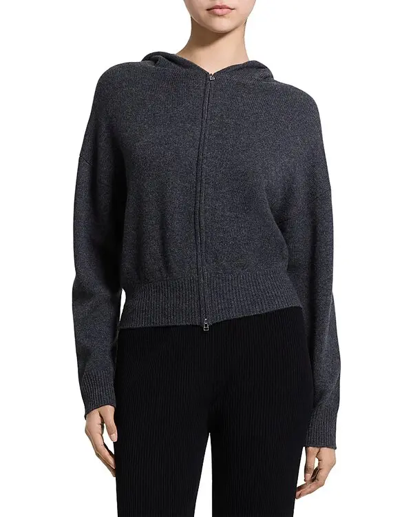 Theory Cashmere Zip Up Hooded Sweater