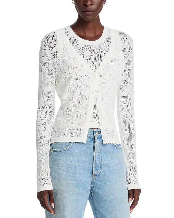 TOCCIN Annabelle Long Sleeve Lace Cardigan - Optic