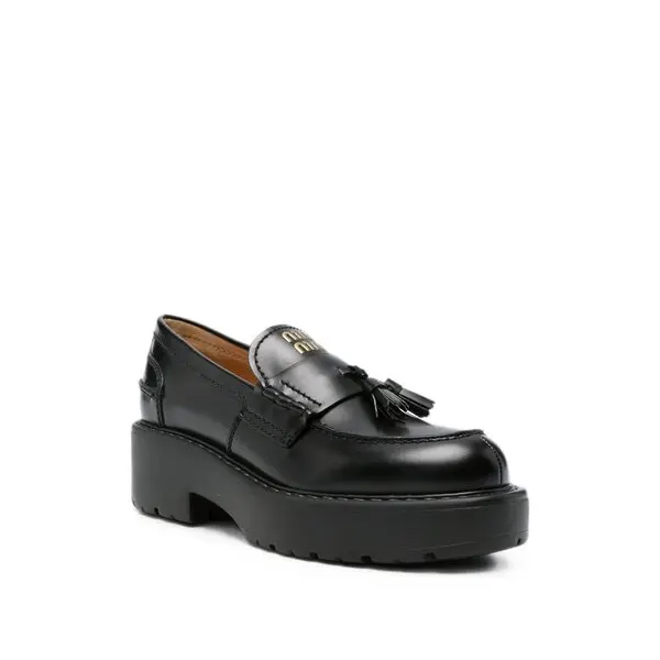 Miu Miu Polished Leather Tassel Loafers