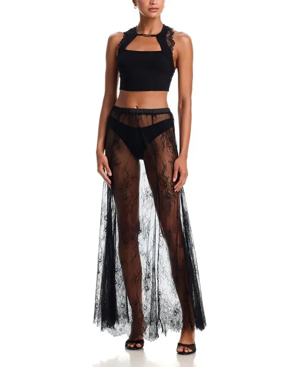 THISTLE AND SPIRE Ikona Sheer Lace Maxi Skirt