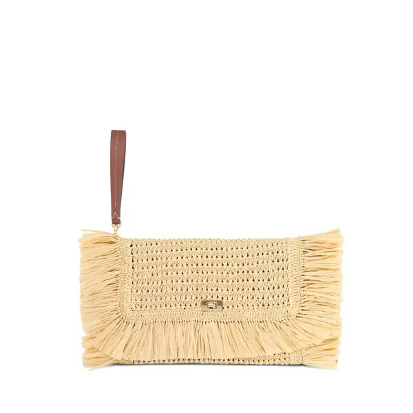 ANYA HINDMARCH Raffia Clasp Clutch Bag