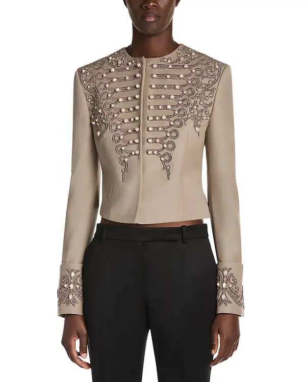 Alexander McQueen Wool Embellished Round Neck Jacket