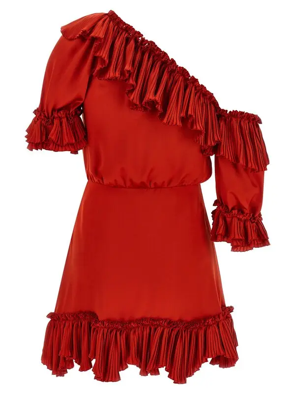Saint Laurent Silk Satin One-shoulder Mini Dress