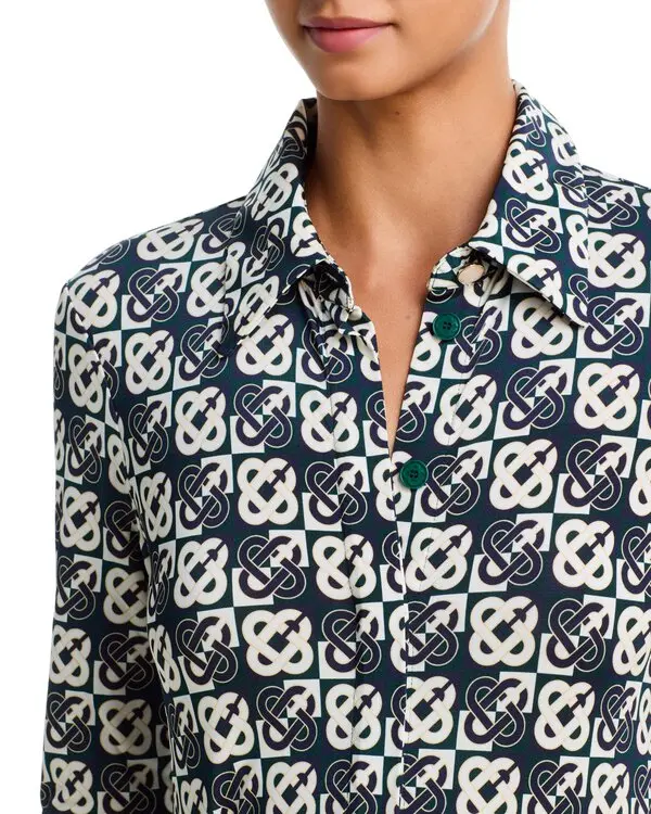 Casablanca Print Tie Waist Jersey Dress