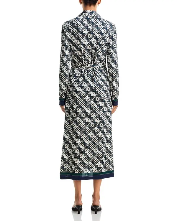Casablanca Print Tie Waist Jersey Dress