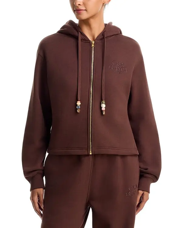 Casablanca Cotton & Cashmere Hooded Zip Front Hoodie