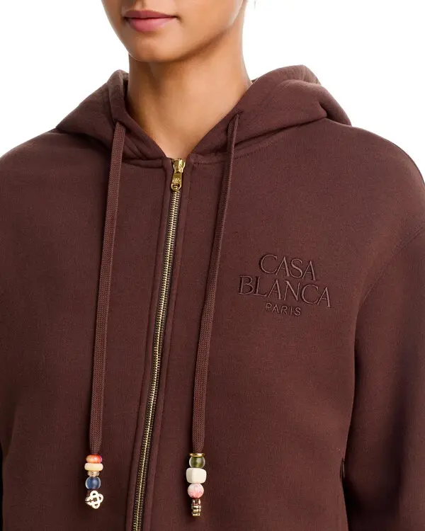 Casablanca Cotton & Cashmere Hooded Zip Front Hoodie