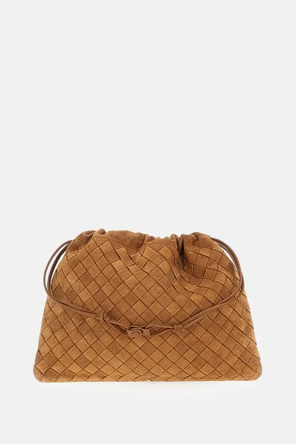 Bottega Veneta Suede Intrecciato Medium Pouch Handbag