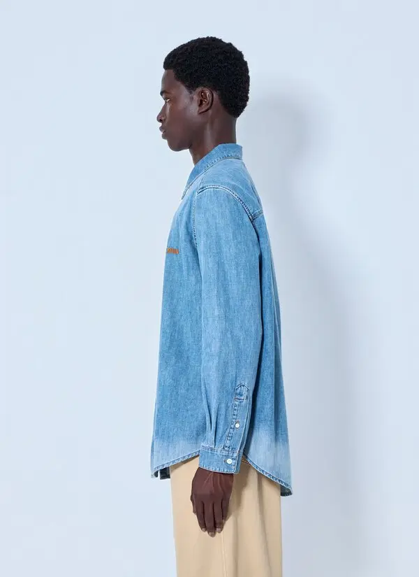 Miu Miu Chambray Denim Logo Shirt