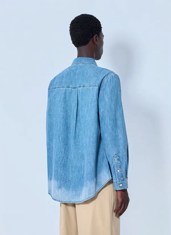 Miu Miu Chambray Denim Logo Shirt