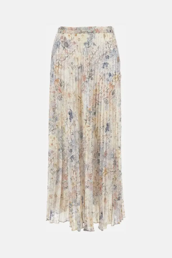 GOLDEN GOOSE Floral Print Sequined Skirt