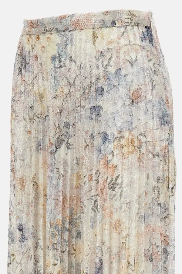 GOLDEN GOOSE Floral Print Sequined Skirt