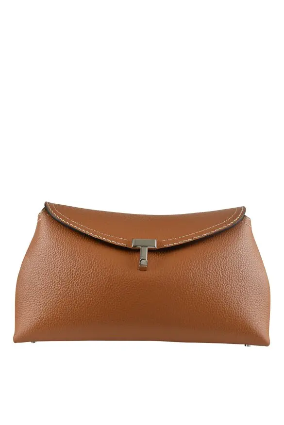 TOTEME T-lock Clutch In Grained Leather