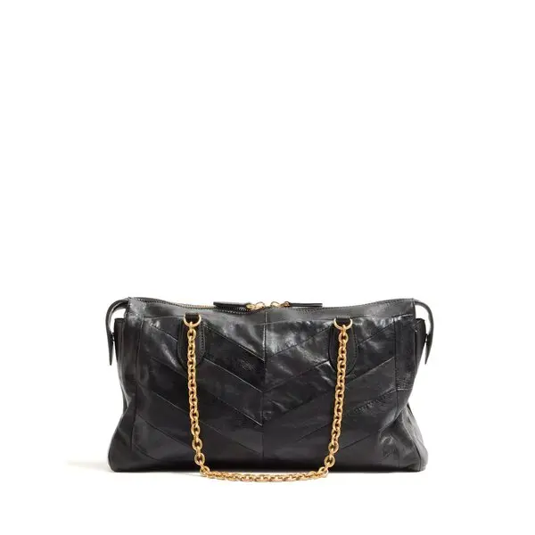 Valentino Garavani Panthea Leather Shoulder Bag - Black