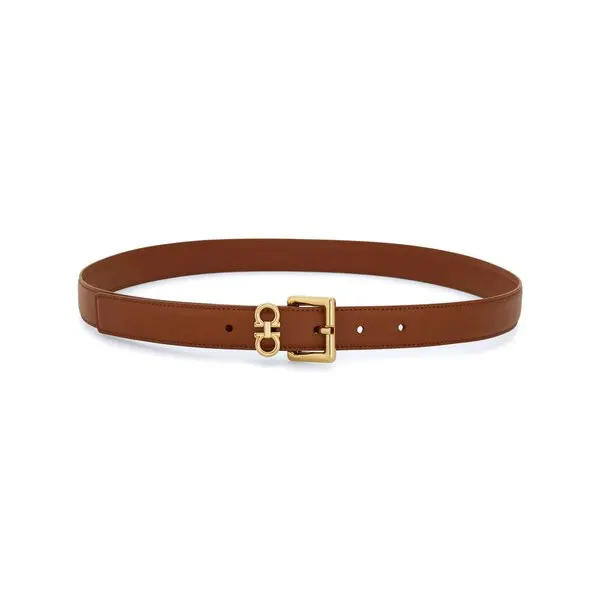 FERRAGAMO Gancini Calfskin Belt - Brown