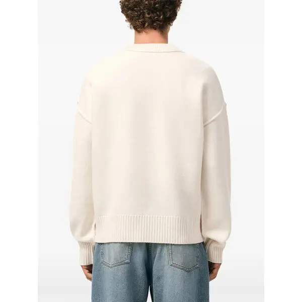 AMI Paris Felted Merino Wool Intarsia-knitted Jumper