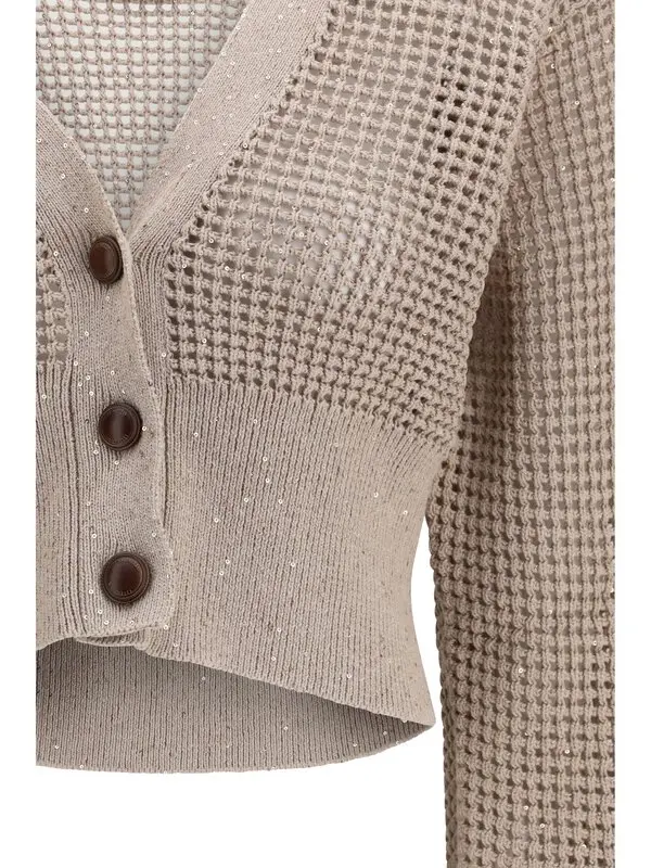 Brunello Cucinelli Sequined Mesh Cardigan