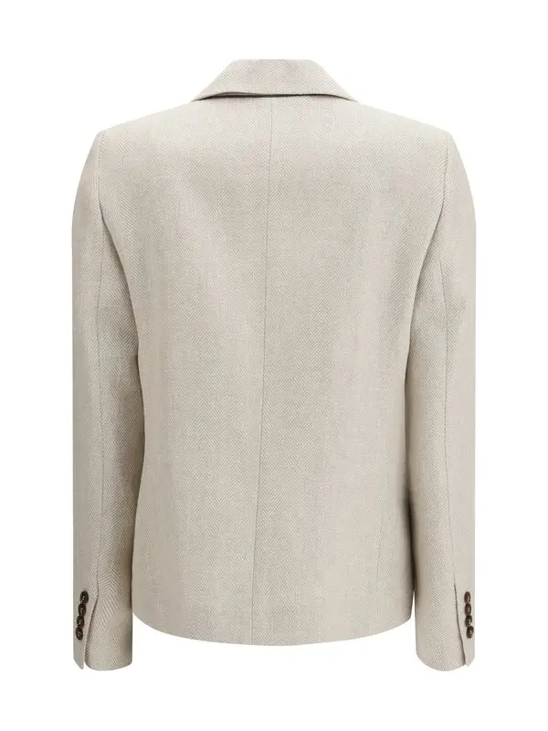 Brunello Cucinelli Button Herringbone Blazer