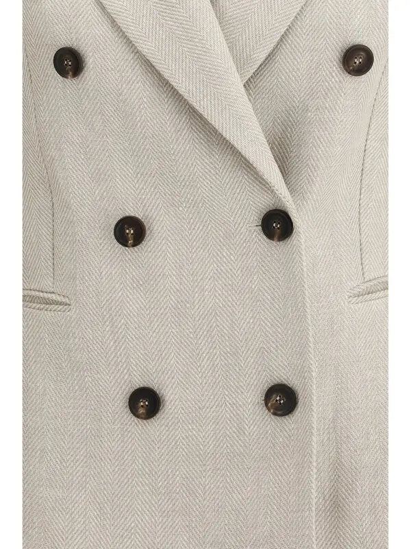 Brunello Cucinelli Button Herringbone Blazer