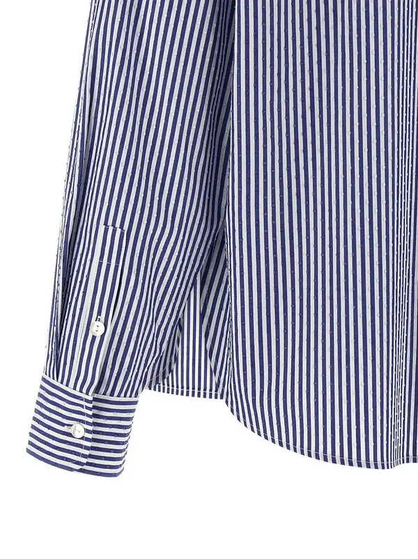 P.a.r.o.s.h Cashine Rhinestone-embellished Striped Cotton Poplin Shirt