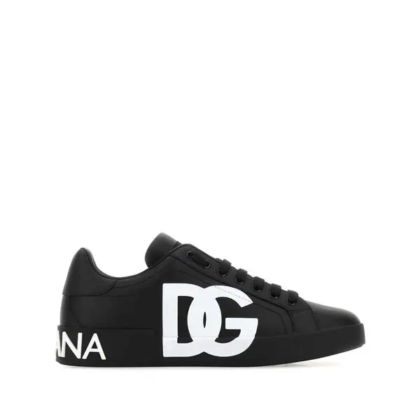 Dolce & Gabbana Portofino Leather Sneakers - Black