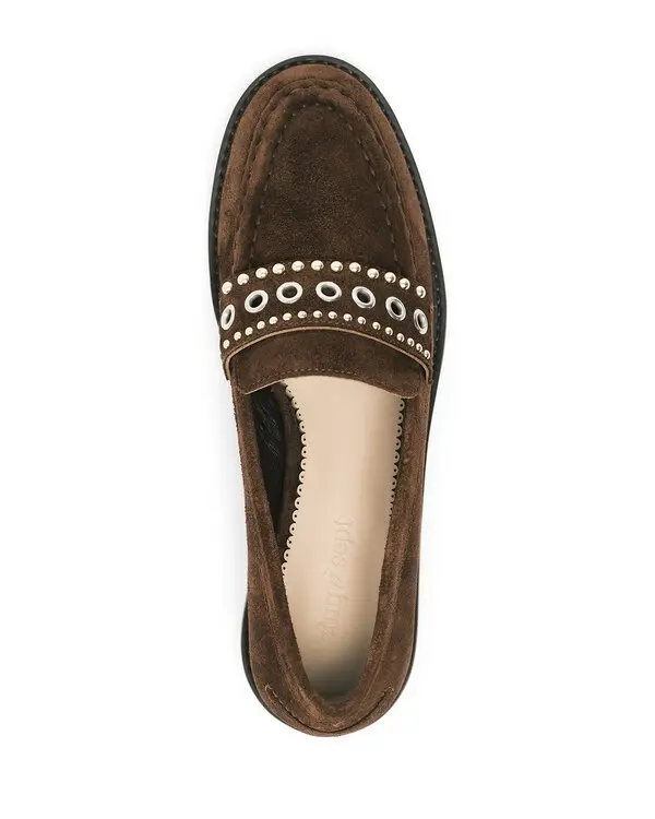 Cinq À Sept Gretta Suede Mixed Hardware Loafers - Chocolate