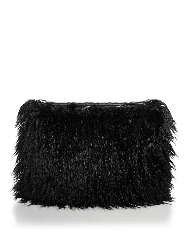 L'Agence Adelina Faux Fur Clutch - Black