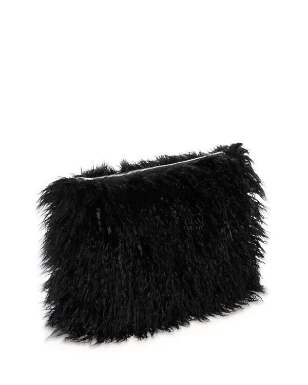 L'Agence Adelina Faux Fur Clutch - Black