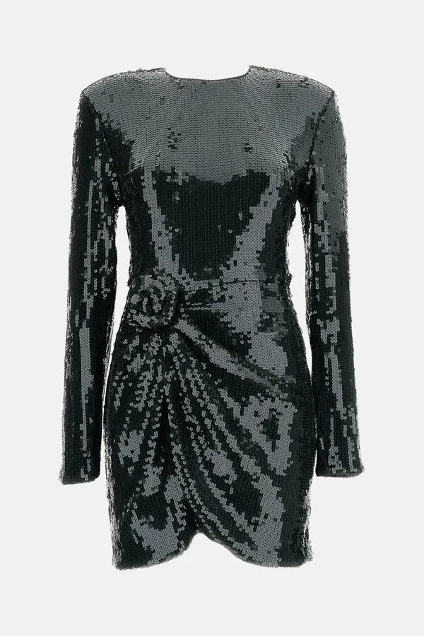 ROTATE BY BIRGER CHRISTENSEN Sequins Long Sleeve Mini Dress