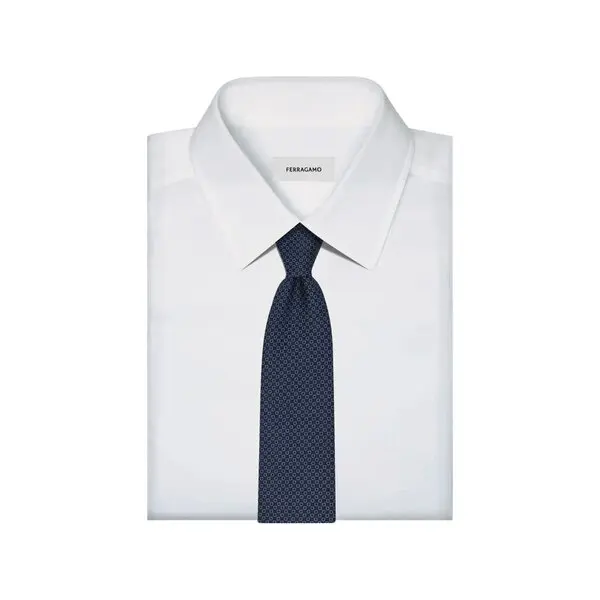 FERRAGAMO Silk Gancini Jacquard Neck Tie