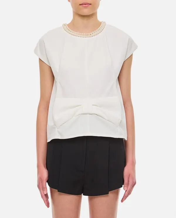 Junya Watanabe Pearl Neckline Cape Sleeve Blouse