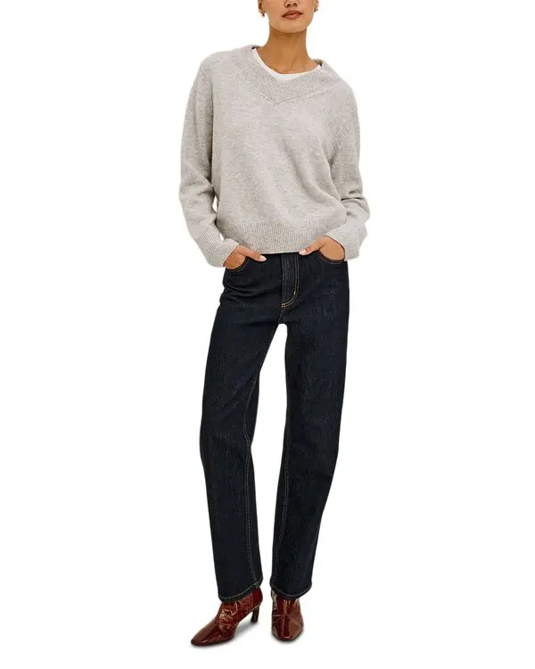 Rails Lidya Cotton, Wool And Cashmere V-neck Sweater