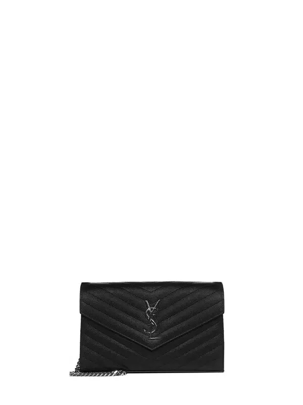 Saint Laurent Logo Quilted Leather Wallet On Chain Bag