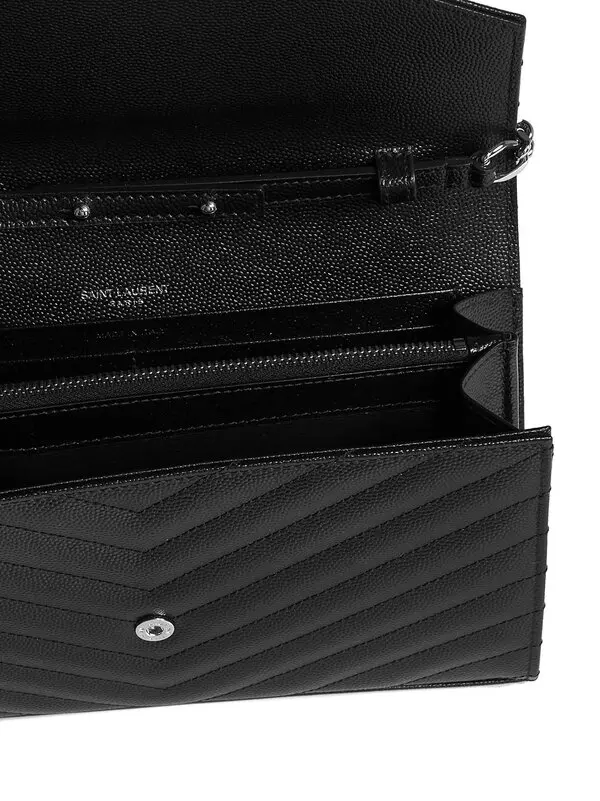 Saint Laurent Logo Quilted Leather Wallet On Chain Bag