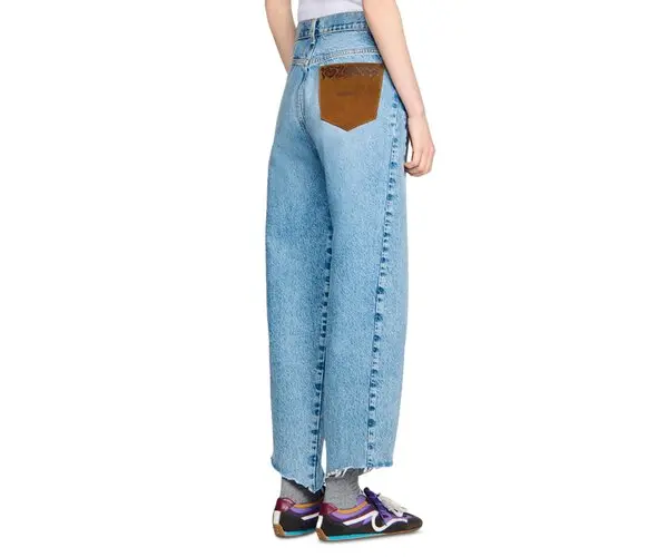 Sandro Gaston Floral Print High Rise Barrel Jeans