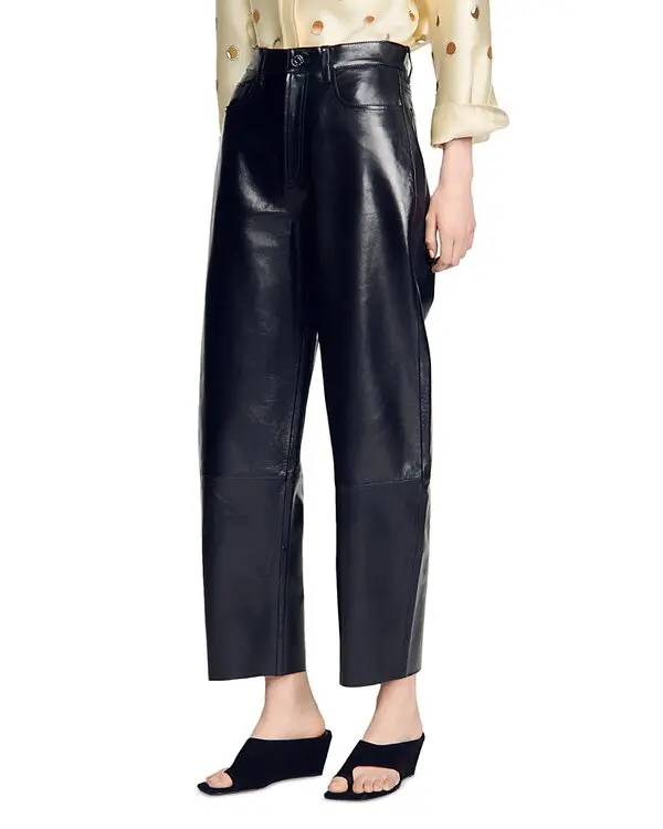 Sandro Neo Leather Barrel Leg Pants