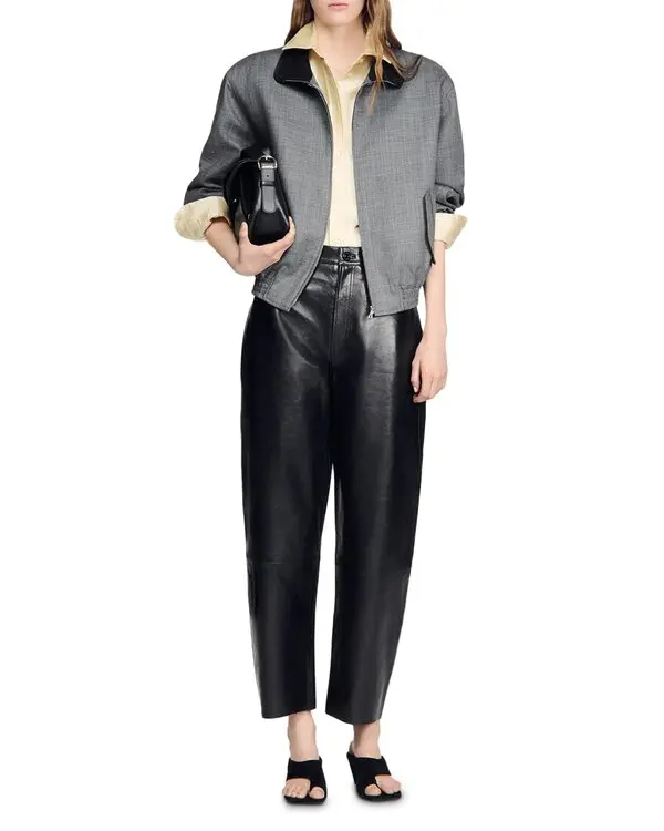 Sandro Neo Leather Barrel Leg Pants