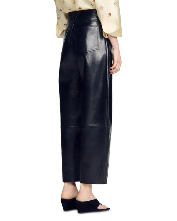 Sandro Neo Leather Barrel Leg Pants