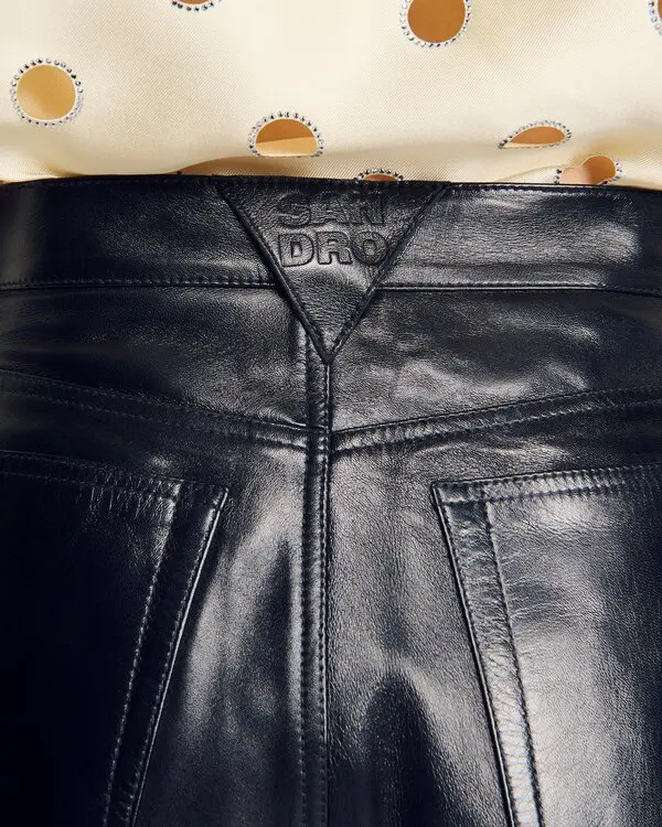 Sandro Neo Leather Barrel Leg Pants
