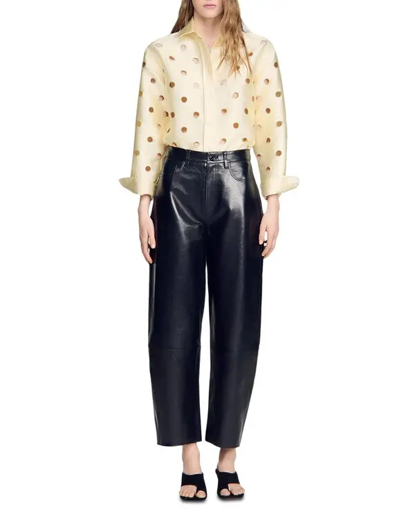 Sandro Neo Leather Barrel Leg Pants