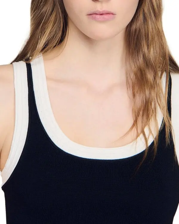 Sandro Two Tone Cropped Knit Top