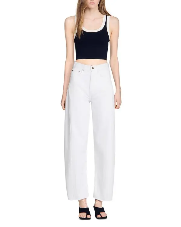 Sandro Two Tone Cropped Knit Top