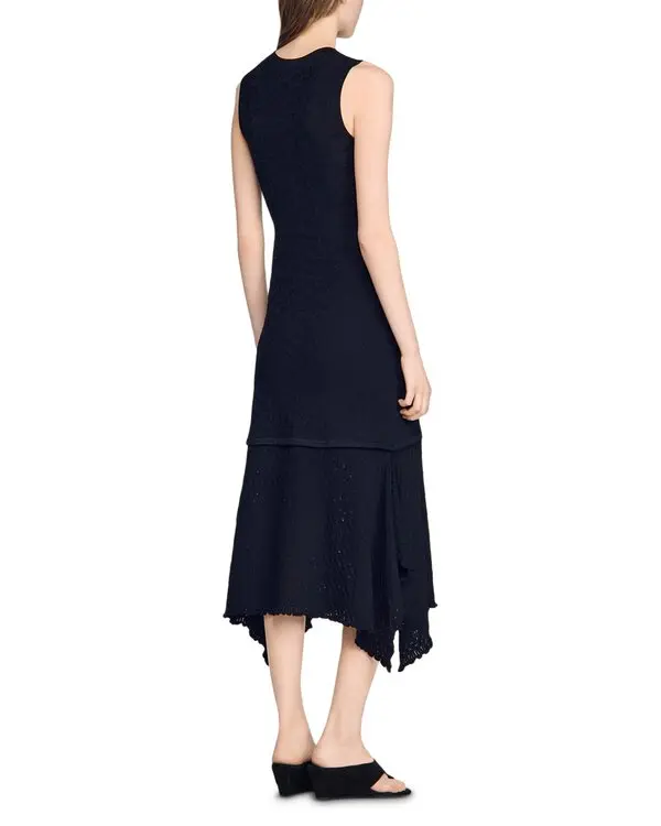 Sandro Valmaretta Asymmetric Knit Midi Dress