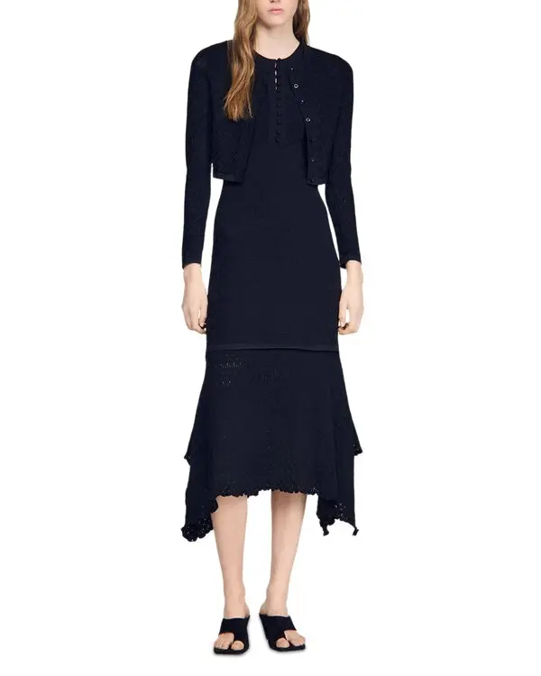 Sandro Valmaretta Asymmetric Knit Midi Dress