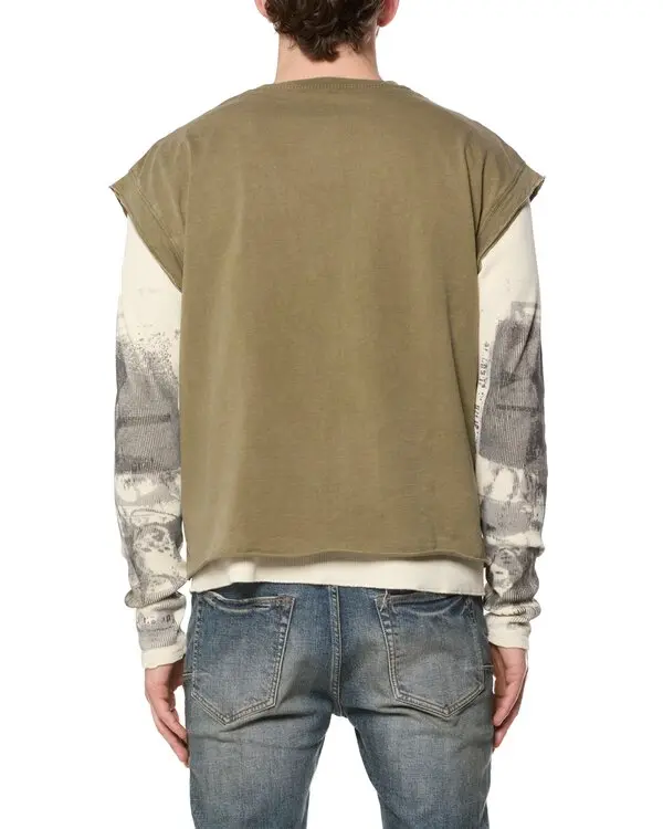 PURPLE BRAND Two Layer Distressed Graphic Cotton T-shirt